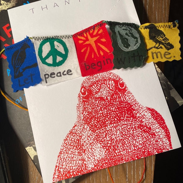 Calligraphic Corvid Head Prayer Flags - Bright Pastels - String of 10 ...