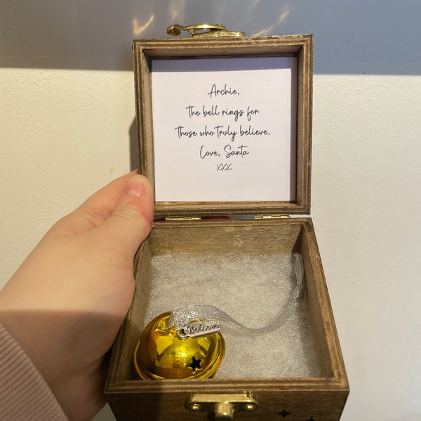 A Beautiful Large Magical Believe Bell in a Rustic Wooden Box for a ...
