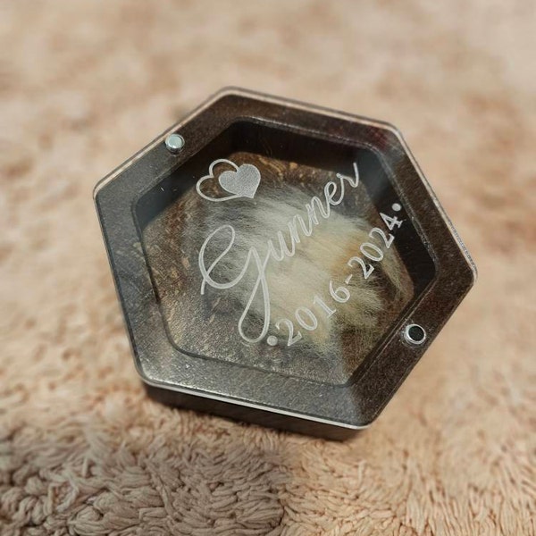 Wooden Pet Hair Memorial Box, Personalised Pet Fur Keepsake, Dog Hair ...