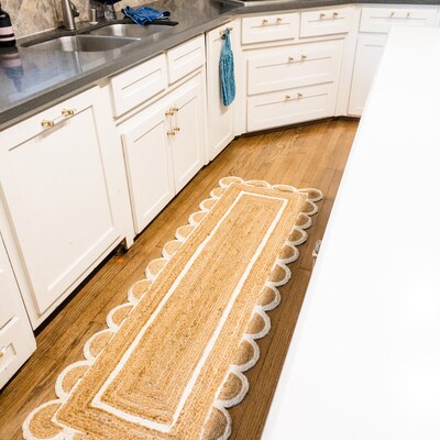 Scalloped Jute Runner Rug, Jute Scallop Rug, Jute Runner Rug, Natural ...
