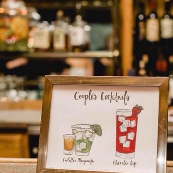 Custom Signature Cocktail Sign Drawing, Personalized Drinks ...