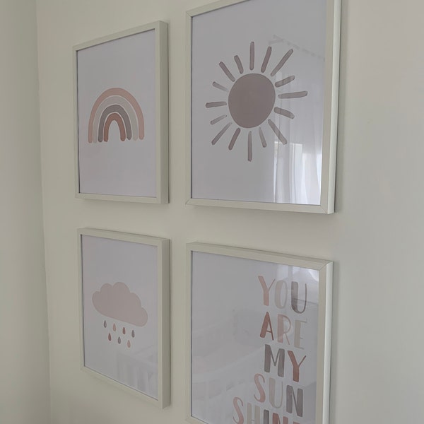 Neutral Rainbow Wall Art, Set of 3 Prints, Printable Rainbow Nursery ...