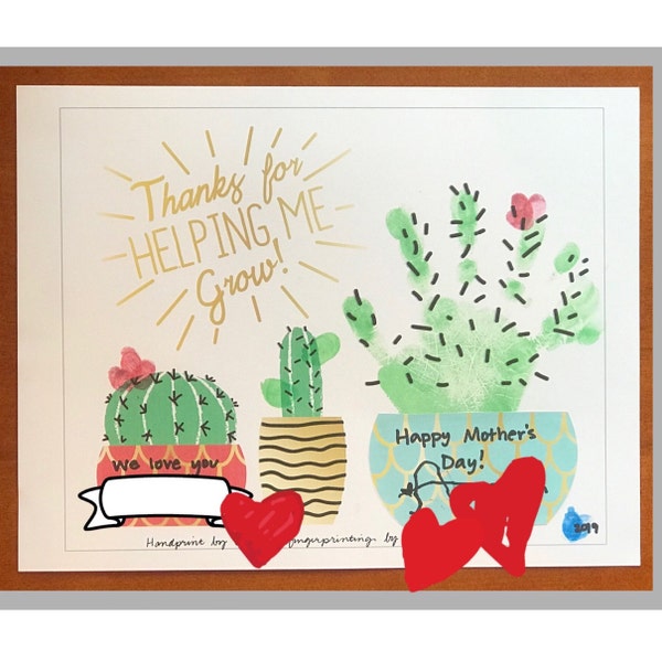 Finger Paint Mother's Day Printable Cactus Succulents DIY Art Project ...