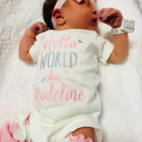 Baby Girl Coming Home Outfit Baby Girl Clothes Hello World Bodysuit ...