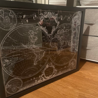 1720 Old World Map,black Map Wall Art, Historic Map Antique Style Map ...