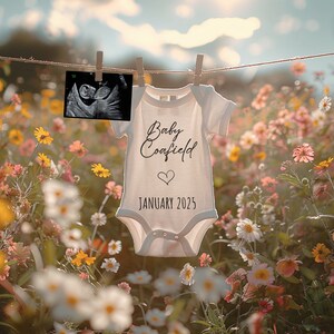 Digital Flower Pregnancy Announcement, Gender Neutral Baby Announcment ...