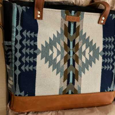 Large Western Shoulder Bag in Pendleton Wool, Two Tone Leather Purse ...