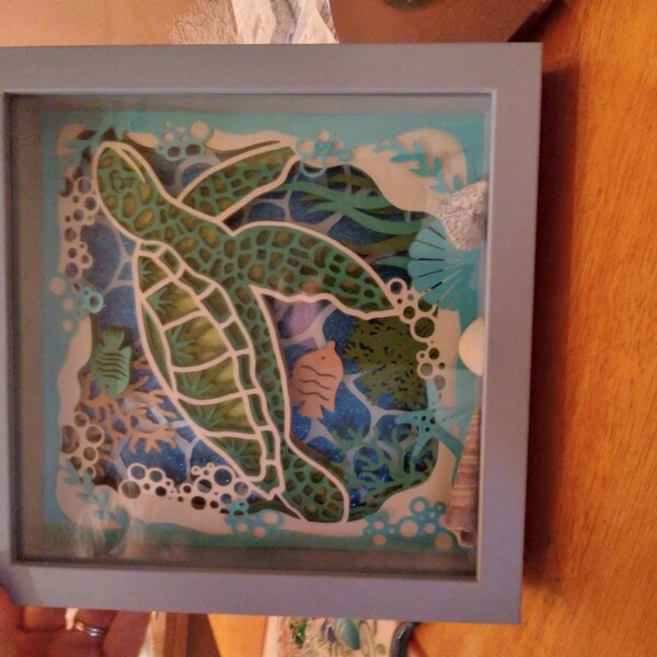 3d Sea Turtle Shadow Box Svg 3d Turtle Shadow Box Svg Cardstock Svg ...