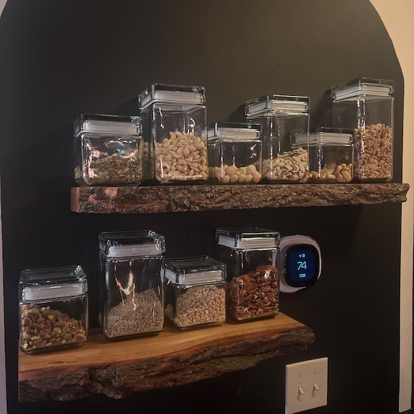 MAPLE BARK BOTTOM Live Edge Floating Shelves, 12 - 16 Inch Lengths ...