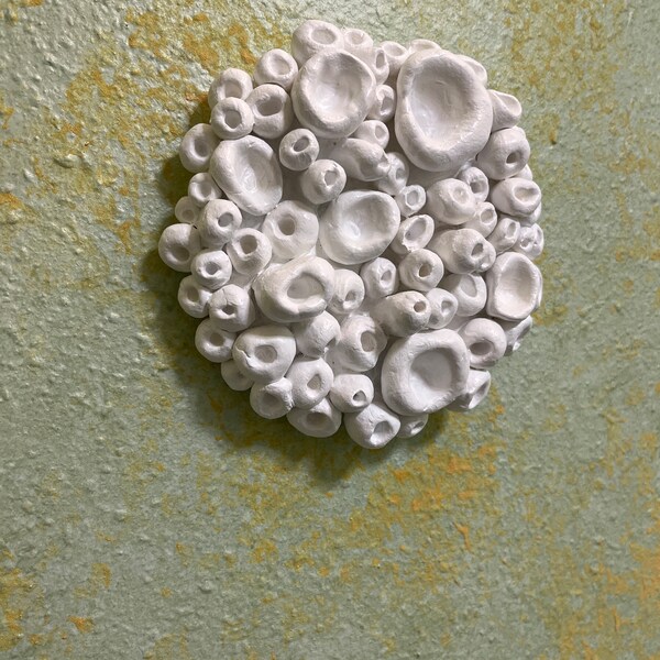 White Sculpture, Abstract Clay Wall Sculpture, Small Sculpture, White ...
