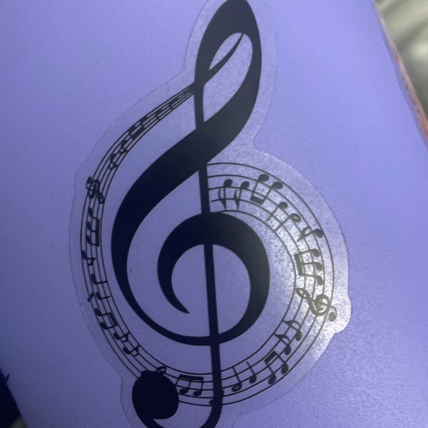 Music Note Sticker, Treble Clef Sticker, Clear Vinyl Sticker, Die Cut ...