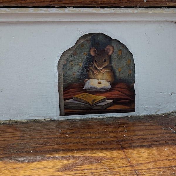 Nursery Mouse Wall Decal Decor, Mouse Vinyl Sticker, Mouse Hole Decal ...