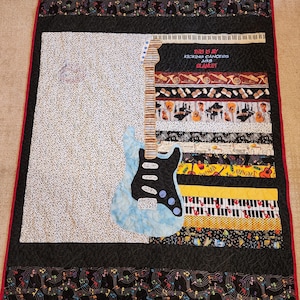 Guitar Applique Quilt Pattern, beautifully Acoustic 67 X 57 Twin ...