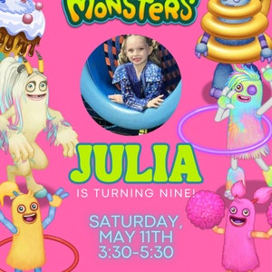 My Singing Monsters MSM Birthday Invitation, My Singing Monsters ...