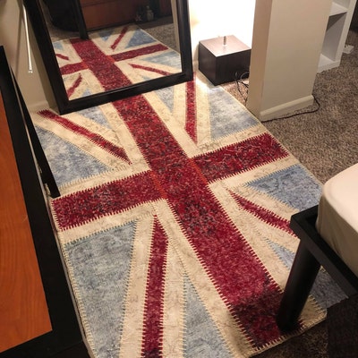 Union Jack British Flag Design Patchwork Rug, Pastel Colors - Etsy