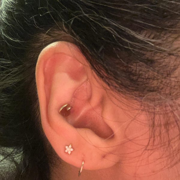 Tiny Flower Rook Hoop Earring • Flower Helix Hoop • Rook Earring ...