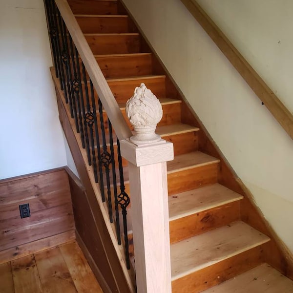 Wood Newel Post Caps (3 Pc), Ornate Decorative Newel Post Wooden Finial ...