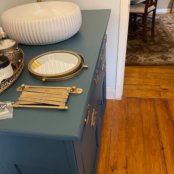 Brass Aging Painted 5X Zoom Accordion Mirror, Vintage Makeup Mirror ...