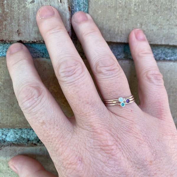 Birthstone Ring, Sterling Silver Birthstone Stacking Ring, Stackable ...