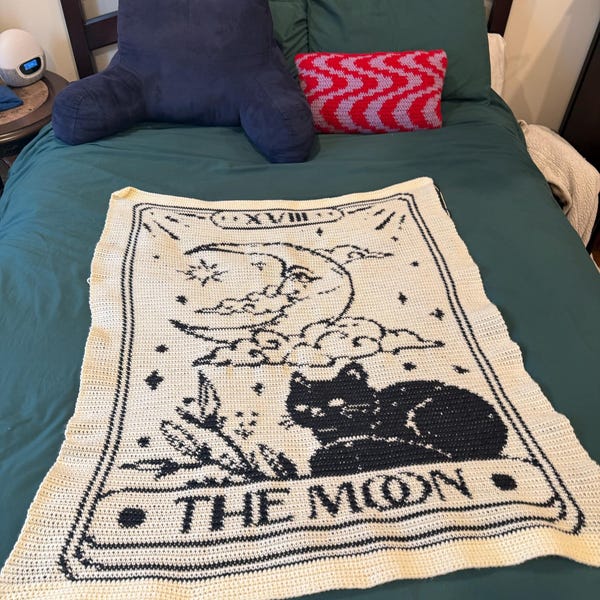 The Moon Tarot Card SC Crochet Pattern, Tapestry Crochet Pattern ...