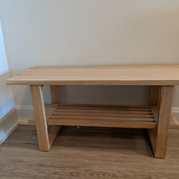 Oak Entryway Bench With Slatted Design - Versatile Shoe Rack or ...