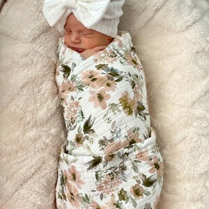 Embroidered Muslin Baby Swaddle Blanket, Green Muslin Swaddle ...