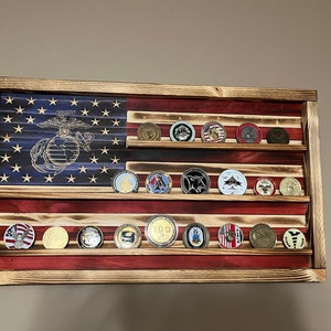 Marines Challenge Coin Display Rack Holder Rustic Marines American Flag ...