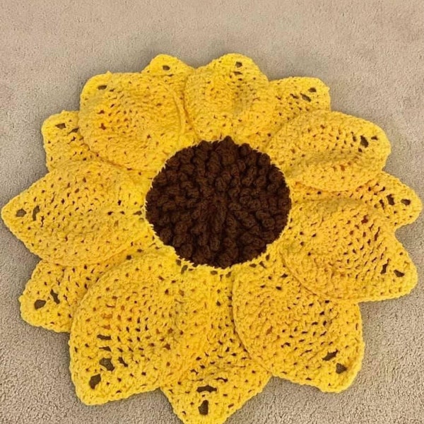 Crochet Sunflower Rug (pattern) With Exclusive Video Tutorials - Etsy