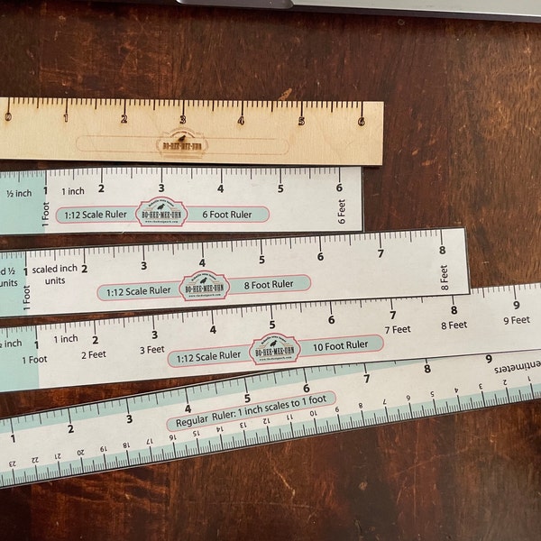 1 to 12 Scale Pretty Rulers. 9 Different Styles. Inches. Scaled 1:12 ...