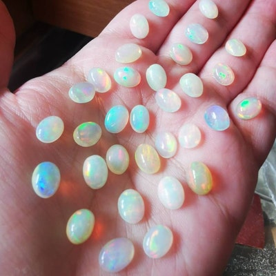 50 Carat Lot Brazilian Opal Oval Shape Cabochons, Good Quality Multi ...