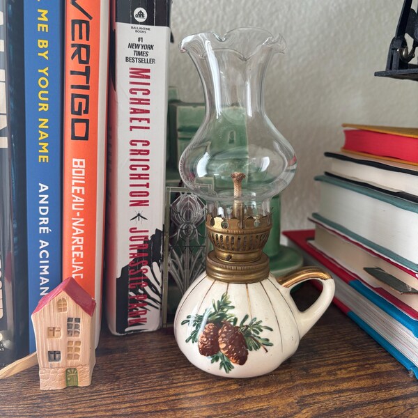 Choice Small Vintage Glass Oil Lamp, Kerosene Cottagecore Floral Light ...