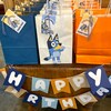 Light Blue Navy Brown Tan Boho Happy Birthday Party Banner Garland ...