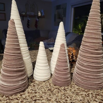Velvet Trees Set of 4 Slate Blue, Home Decor, Mantel Decor, Glam Home ...