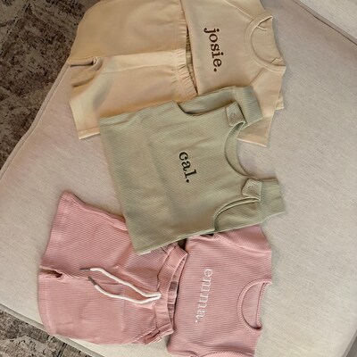 Summer Personalised Child Ribbed Sets Embroidered Kids Sets ...