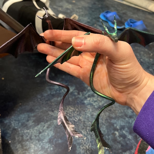 Pair of Iron Dragons Wind Spinners, Dragon Hanging Art, Wind Catcher ...