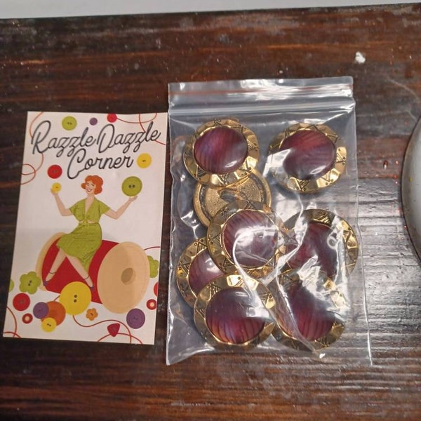70s Purple Buttons Stylized Sun Pattern, Coat Jacket Dress Buttons Made ...