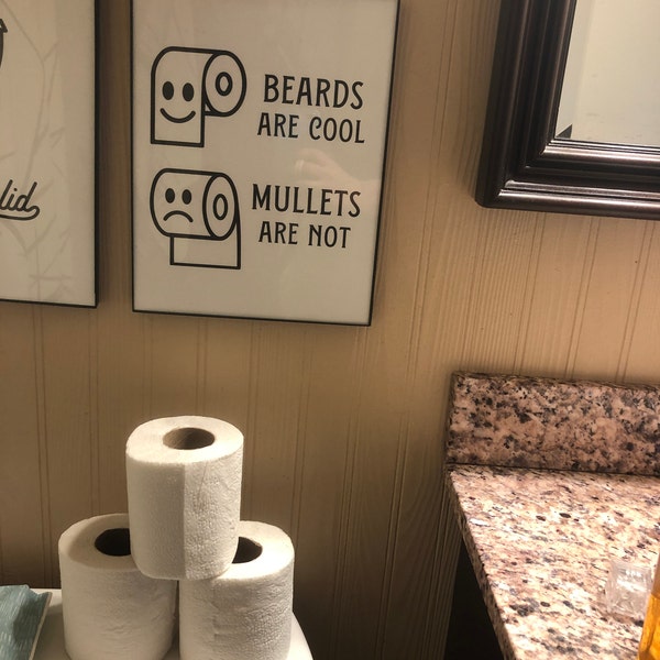 Beards Are Cool Mullets Are Not Toilet Paper Svg, Funny Bathroom Quote ...