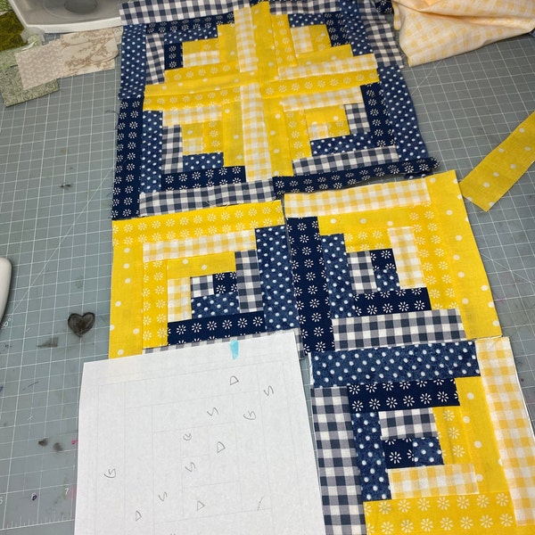 Tiny Log Cabin FPP Quilt Block PDF Pattern || Five Size Options ...