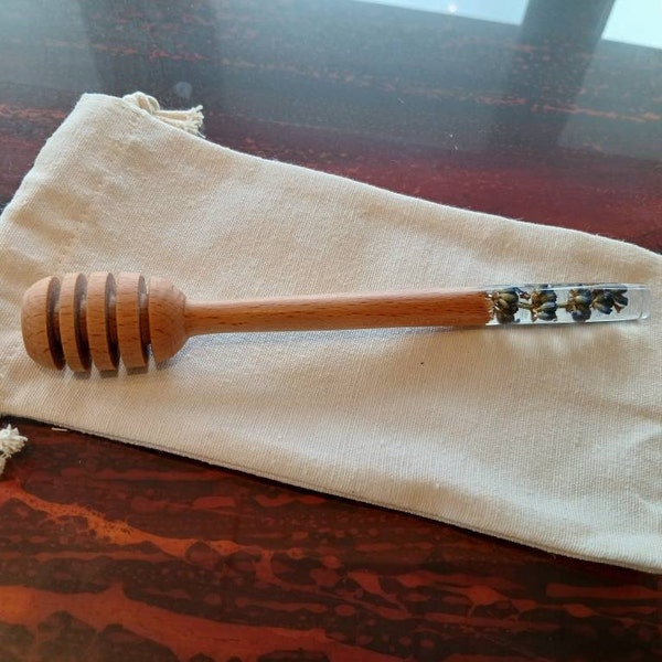 Personalized Honey Dipper With Flowers, Honey Favors, Resin Wooden ...