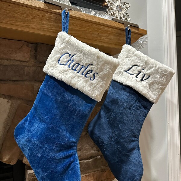 Blue Christmas Stockings, Navy Christmas Stockings, Ivory Christmas ...