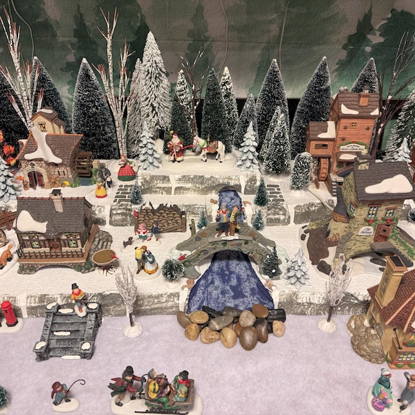 Christmas Village Display Mountain Backdrop for Lemax, Dept 56 ...