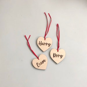 Wooden Heart Name Tag // Engraved Heart Name Tag // | Etsy