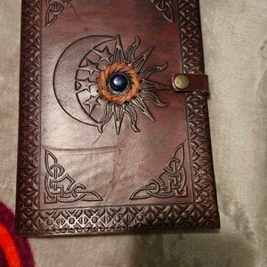 Leather Sun and Moon Embossed With Beautiful Blue Stone Journal Diary ...