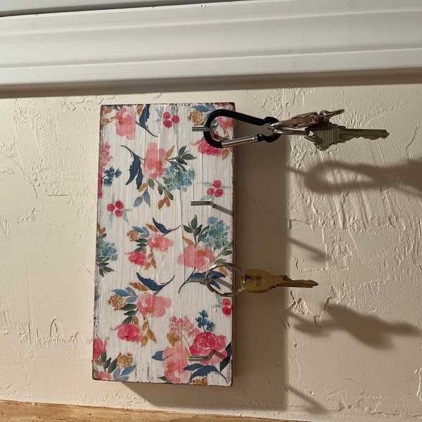 Small Key Holder, Blue Key Holder for Wall, Small Patchwork Key Rack - Etsy