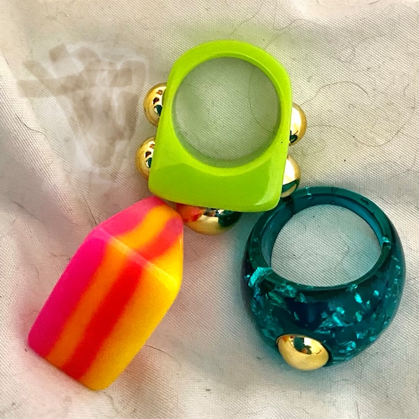 Chunky 5 Bead Resin Rings / Chunky Rings / Resin Rings / Chunky Rings ...