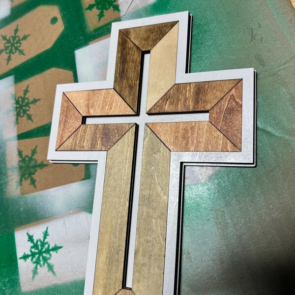 2 Layers Geometric Christian Cross, Laser Cut Files. Cross File for ...