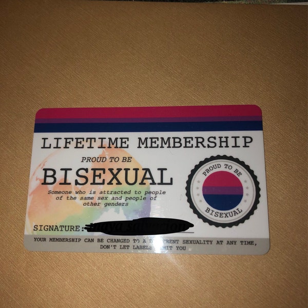 BISEXUAL Gay Pride Identity Card - Lifetime Membership Card - LGBT ...