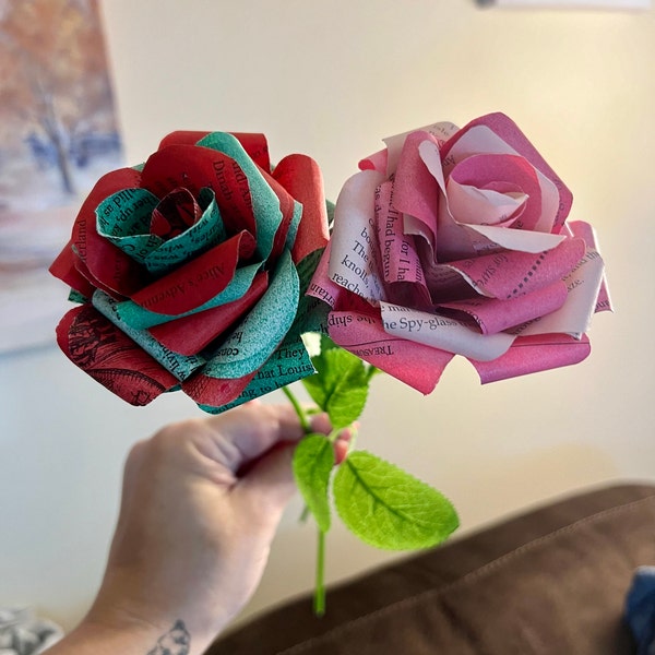 Painting the Roses Red Book Page Small Bouquet - Etsy