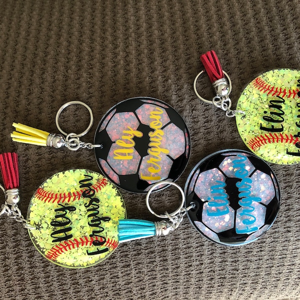Softball Keychain - Glitter - Personalized - Softball Team Gift - Bat ...