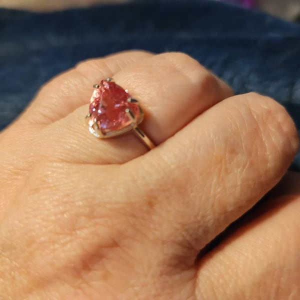 Premium Sterling Silver, Trillion Ring Setting. 7 Different Gemstone ...